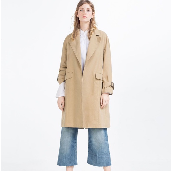 Zara | Jackets & Coats | Nwt Zara Classic Beige Long Open Trench Coat | Poshmark